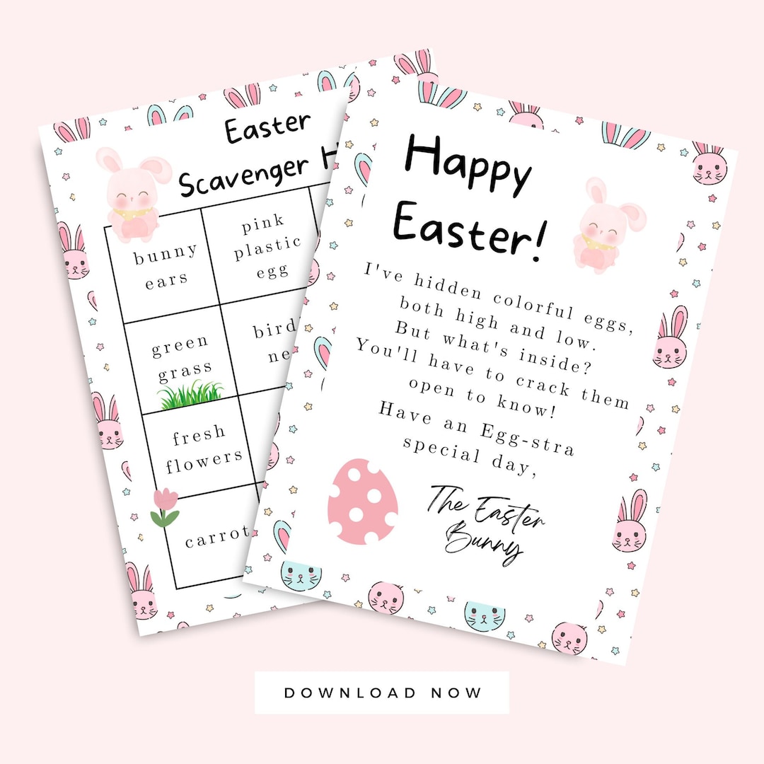 Printable Easter Bunny Letter for Kids, Easter Scavenger Hunt Kid ...