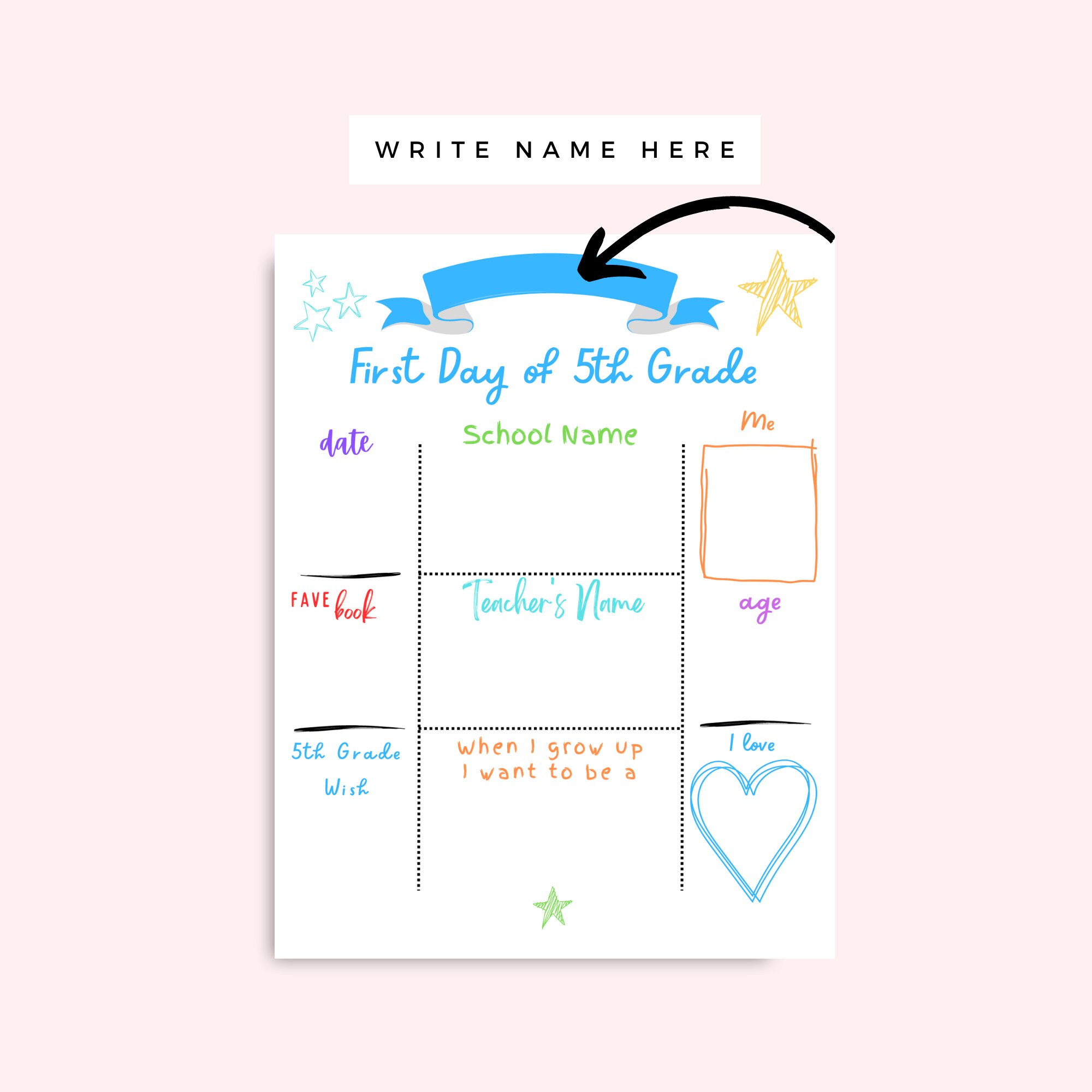 First and Last Day of School Sign 5th Grade Printable, Back to School ...