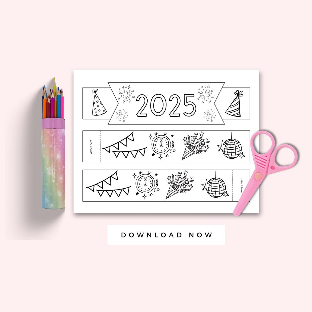 2025 Printable Crown Craft for Kids, New Year's Eve Craft, 2025 Kid ...