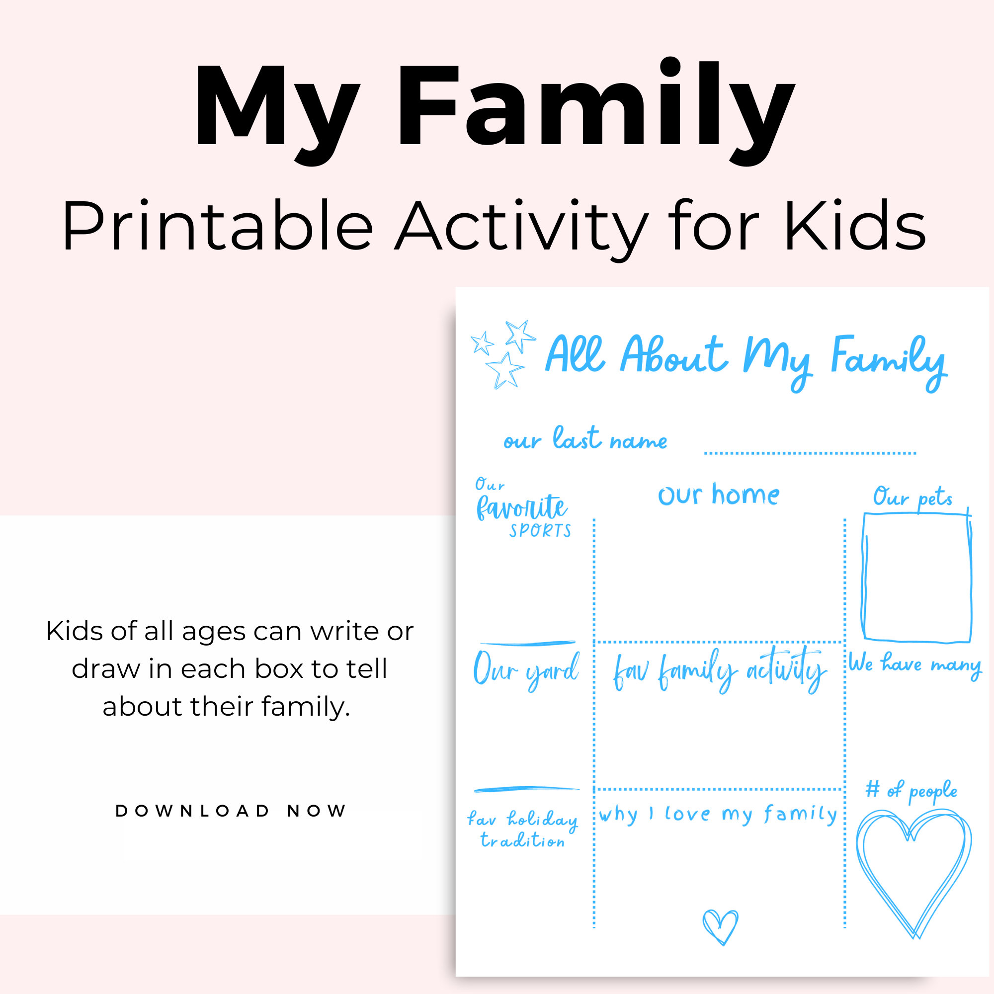 All About My Family Activity Page for Preschoolers Blue, Family ...