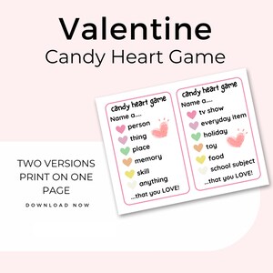 Valentine Candy Heart Game, Valentine's Day Activity for Kids ...