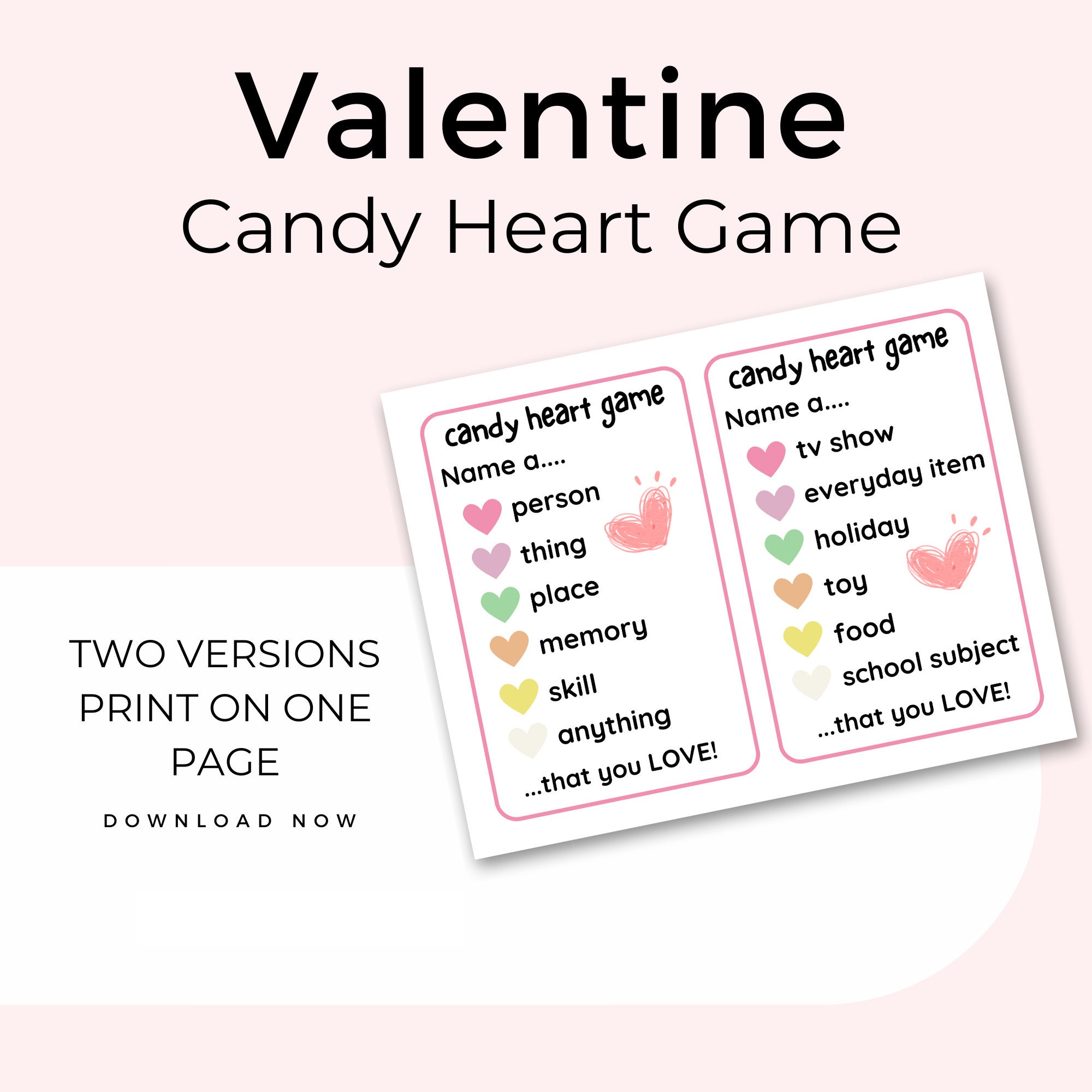 Valentine Candy Heart Game, Valentine's Day Activity for Kids ...