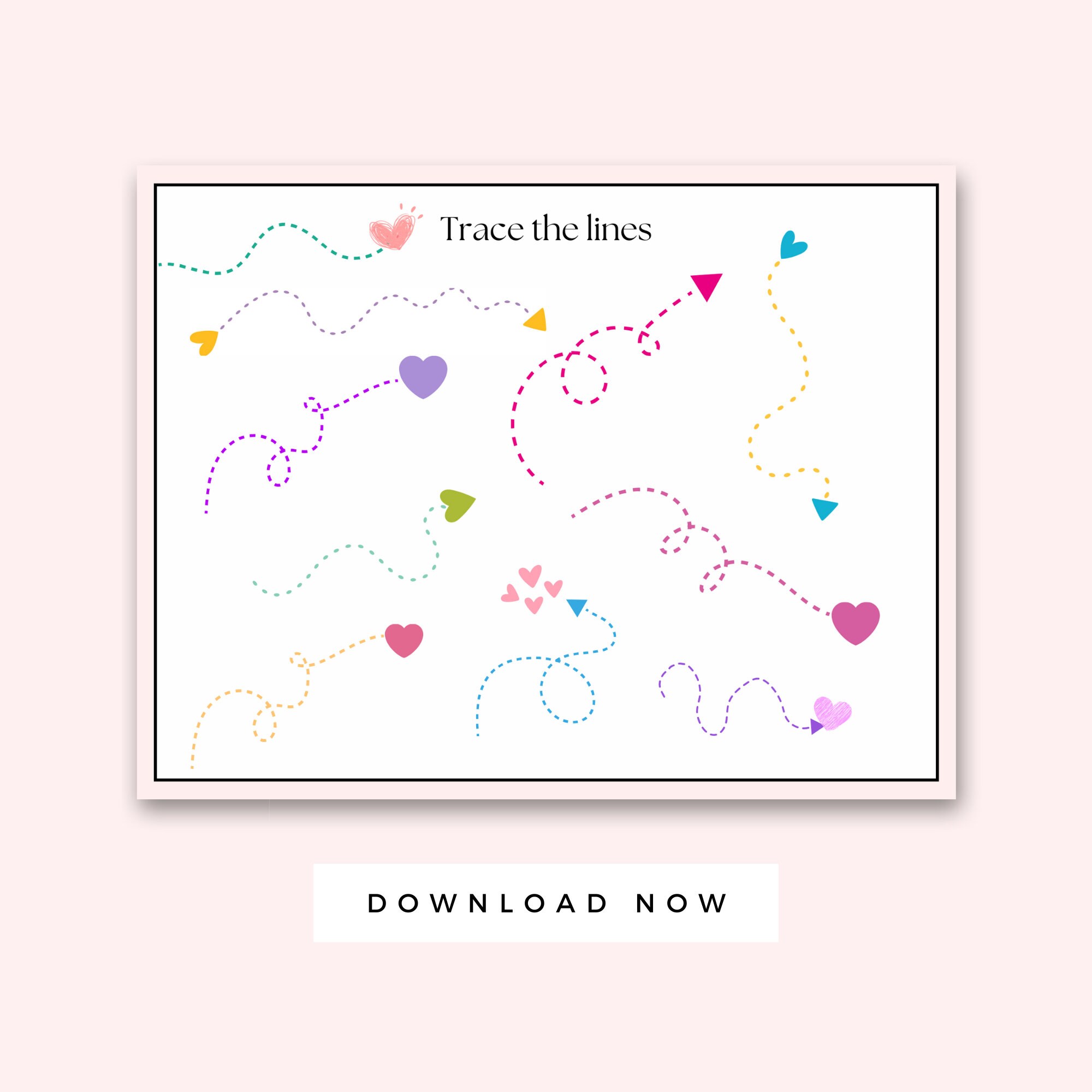 Tracing Valentine's Day Worksheet for Kids, Quiet Activity Page ...