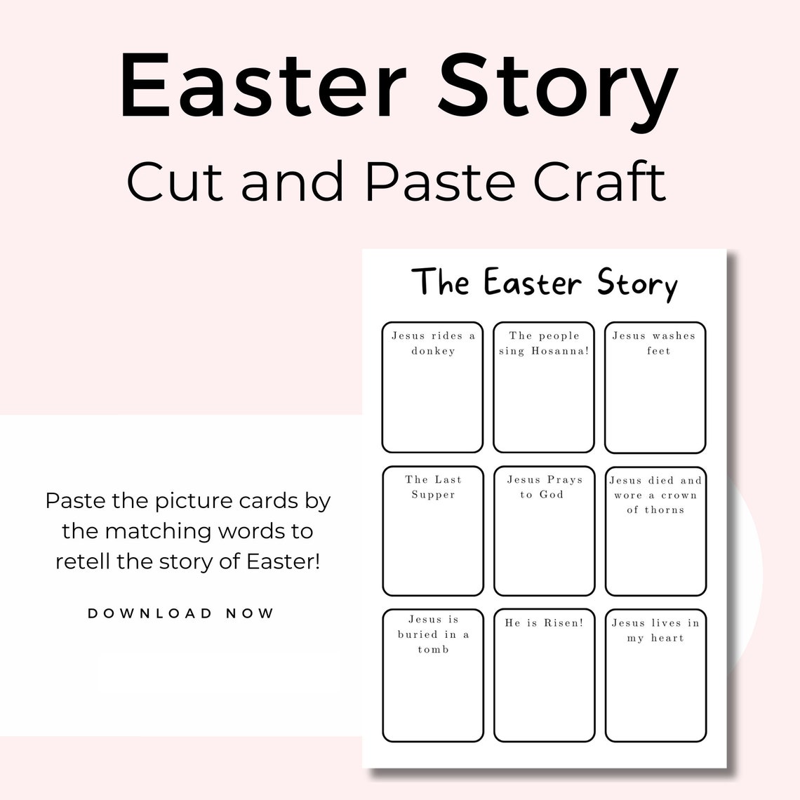 Easter Story Color Cut and Paste Craft for Kids, Printable Holy Week ...