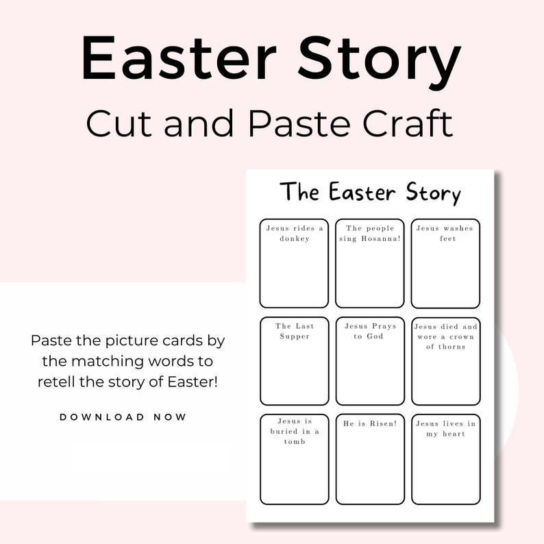Easter Story Color Cut and Paste Craft for Kids, Printable Holy Week ...