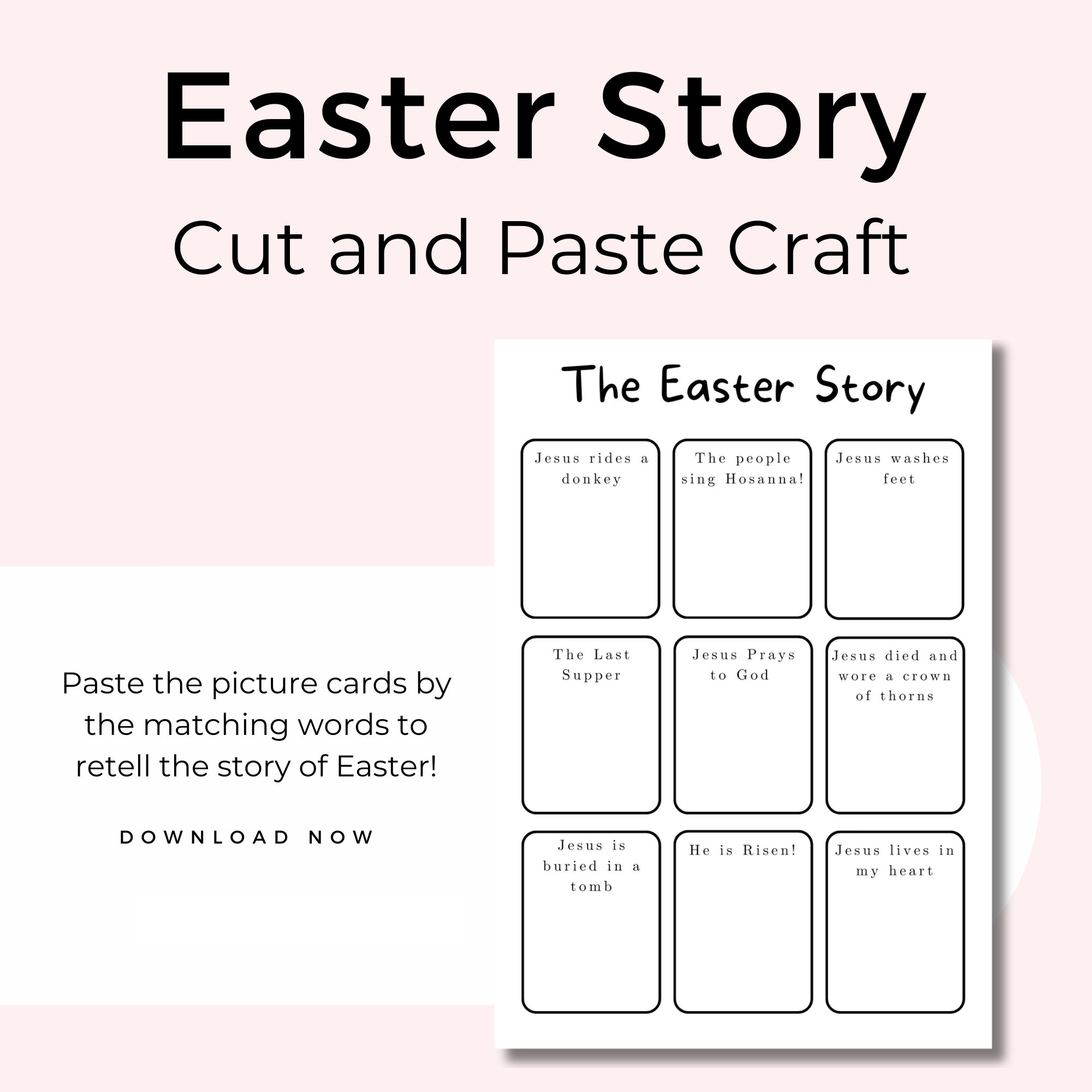 Easter Story Color Cut and Paste Craft for Kids, Printable Holy Week ...