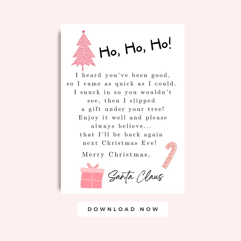 Santa Letter for Kids Printable, Printable Card From Santa for Kids on ...