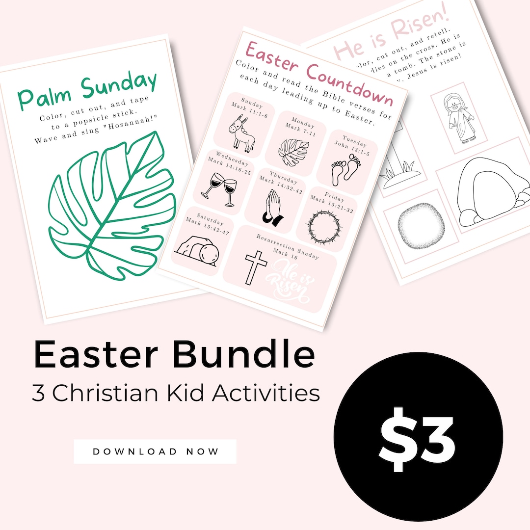 Holy Week Kid Activity Pack Color and Easter Countdown Bible Verses ...