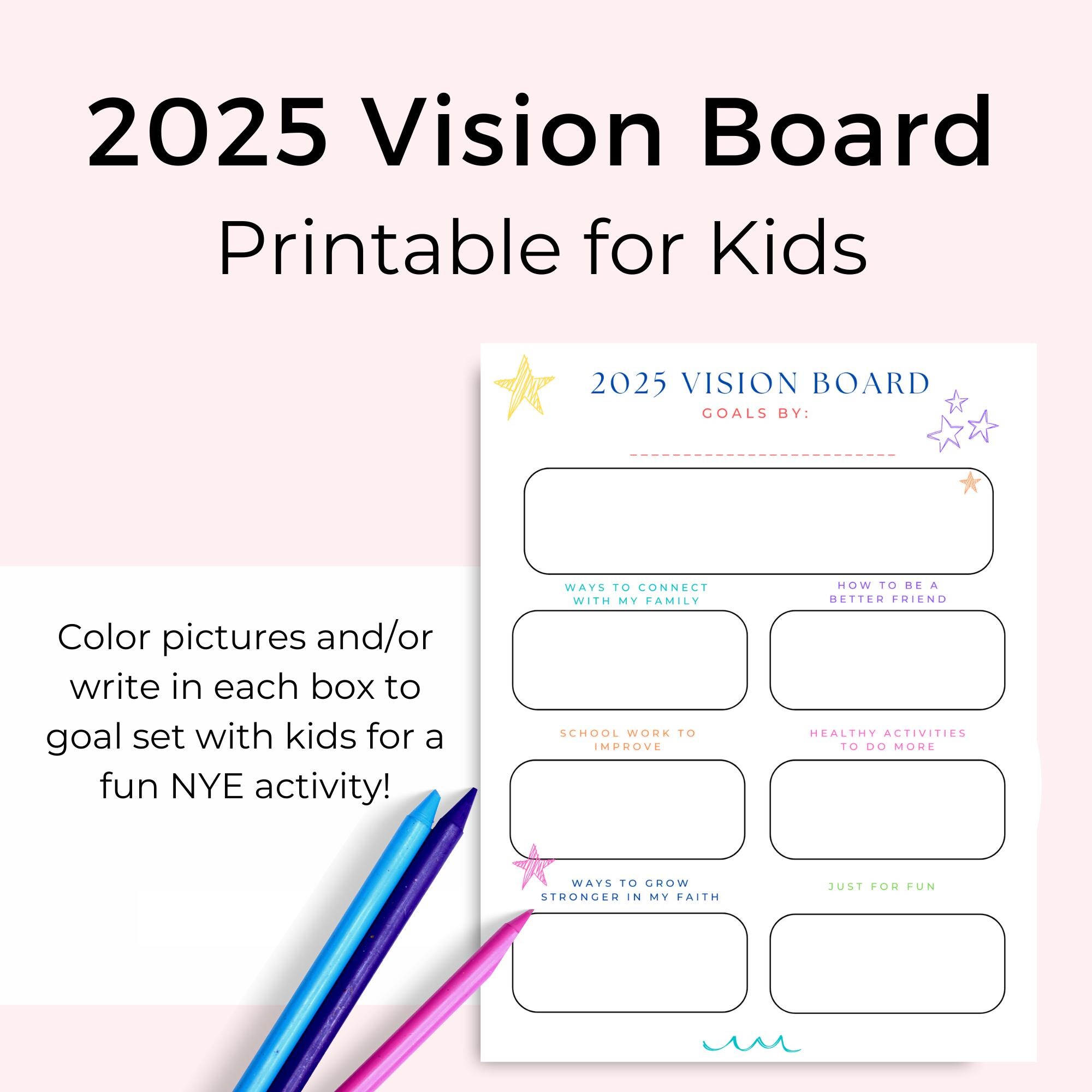 2025 Vision Board Printable for Kids, Home Learning Activity, Kids ...