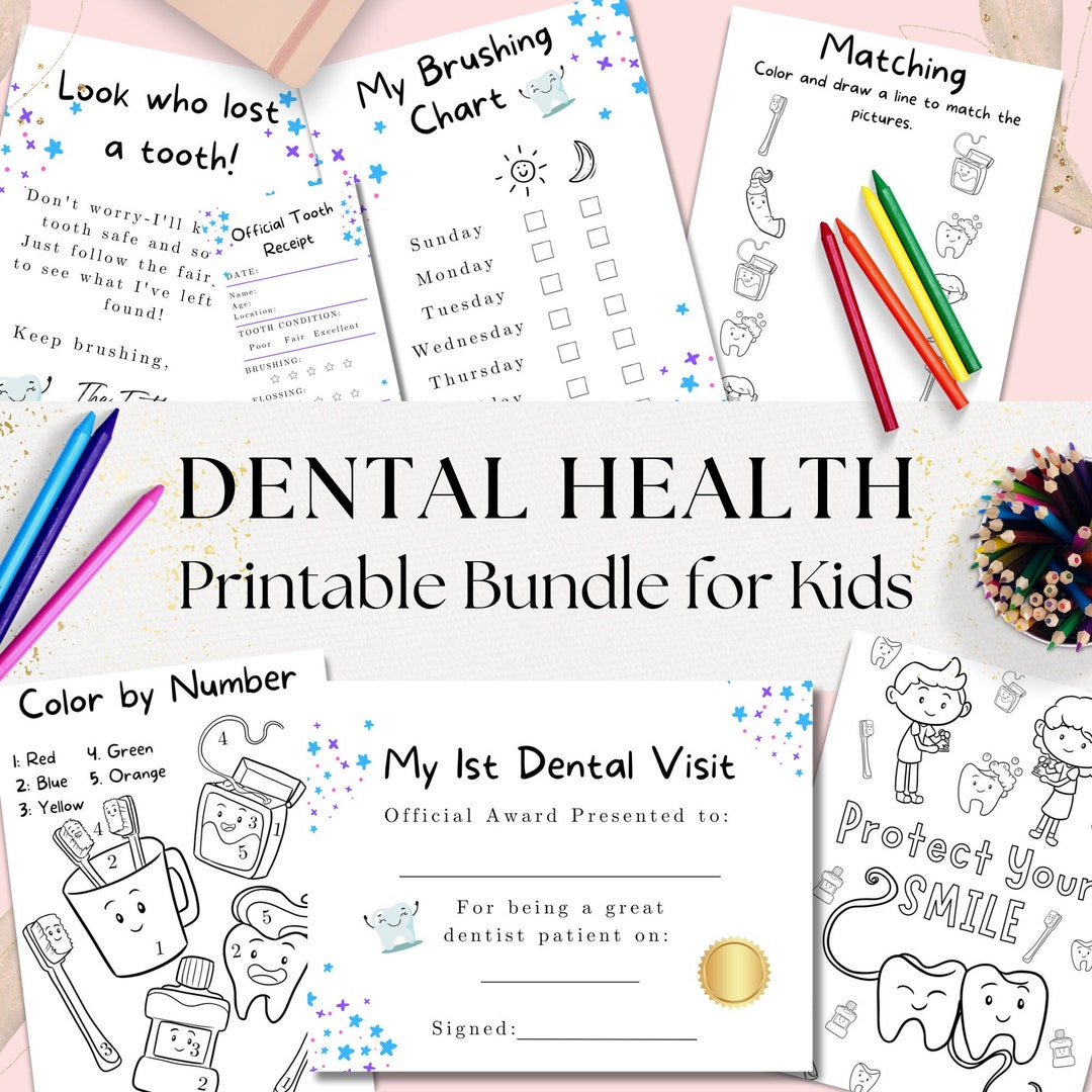 Dental Health Printable Activities for Kids 6 Pack, Tooth Fairy Letter ...