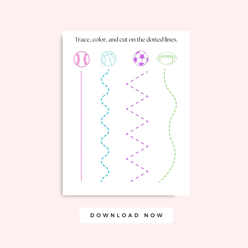 Preschool Scissor Skills Printable Worksheet Sports Theme, Tracing and ...