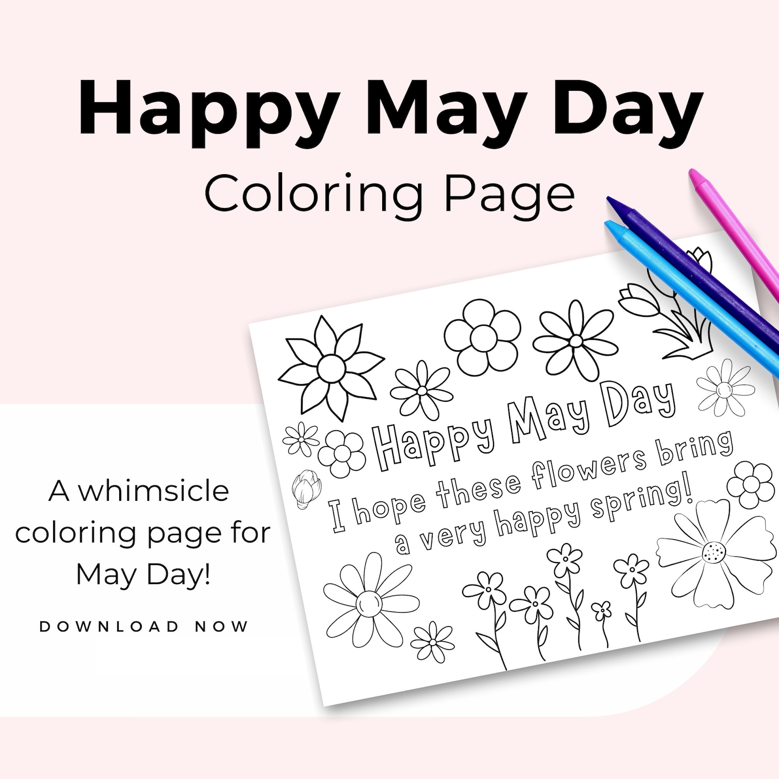May Day Crafts for Kids Printable, Happy May Day Card, Spring Preschool ...