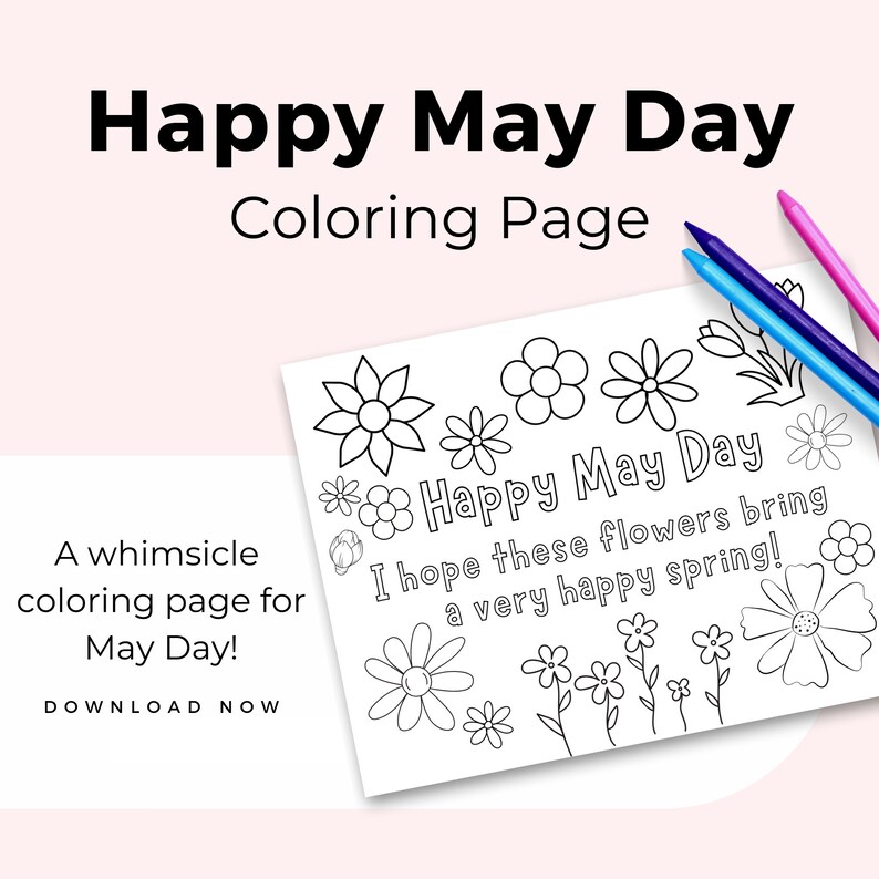 May Day Crafts for Kids Printable, Happy May Day Card, Spring Preschool ...