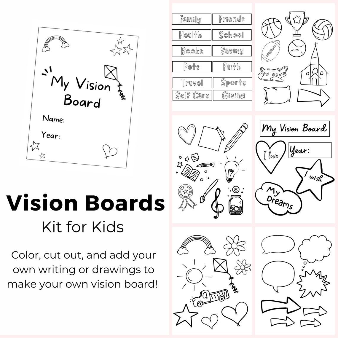 Vision Board Kit for Kids, Kid Vision Board Activity for Kids, Kid ...