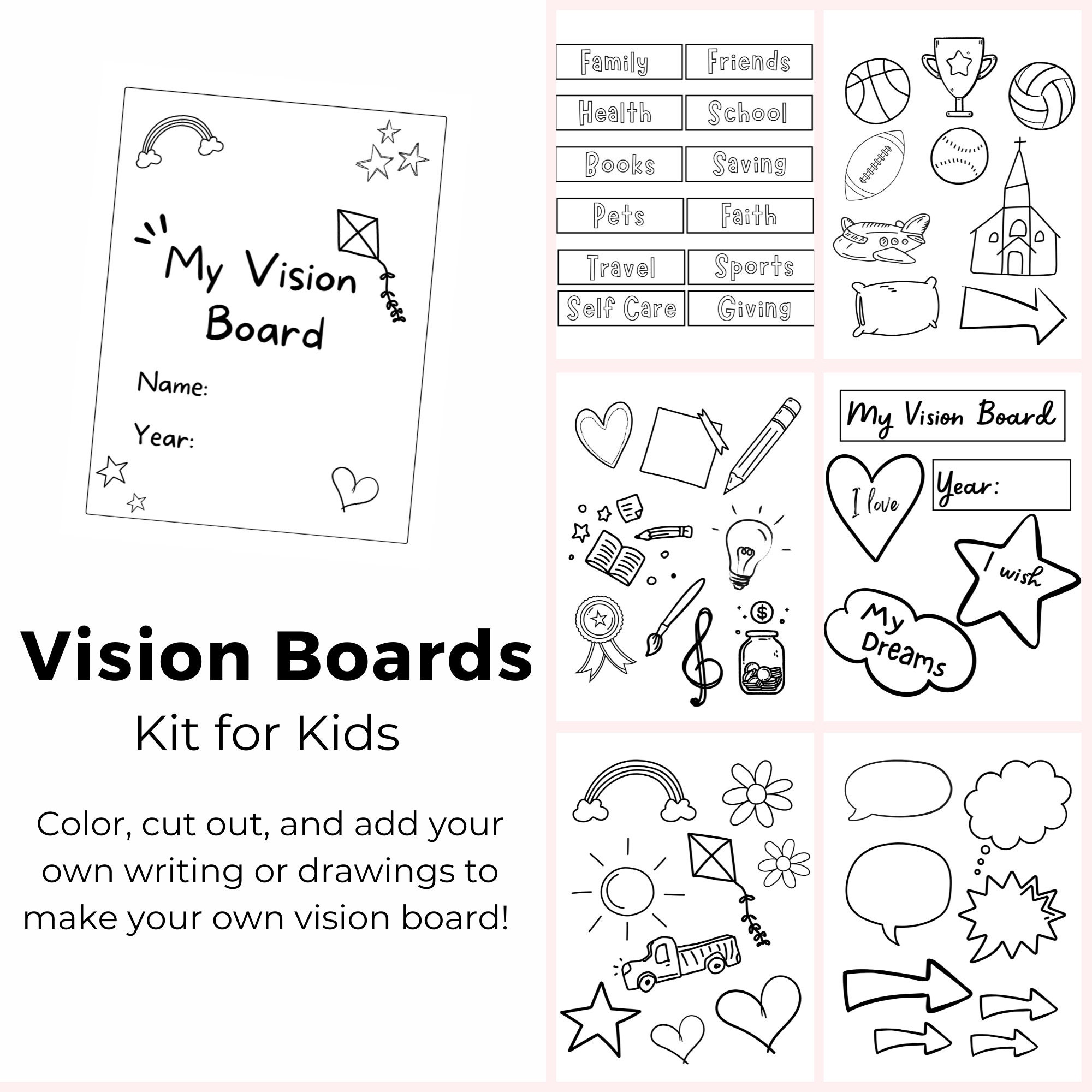 Vision Board Kit for Kids, Kid Vision Board Activity for Kids, Kid ...