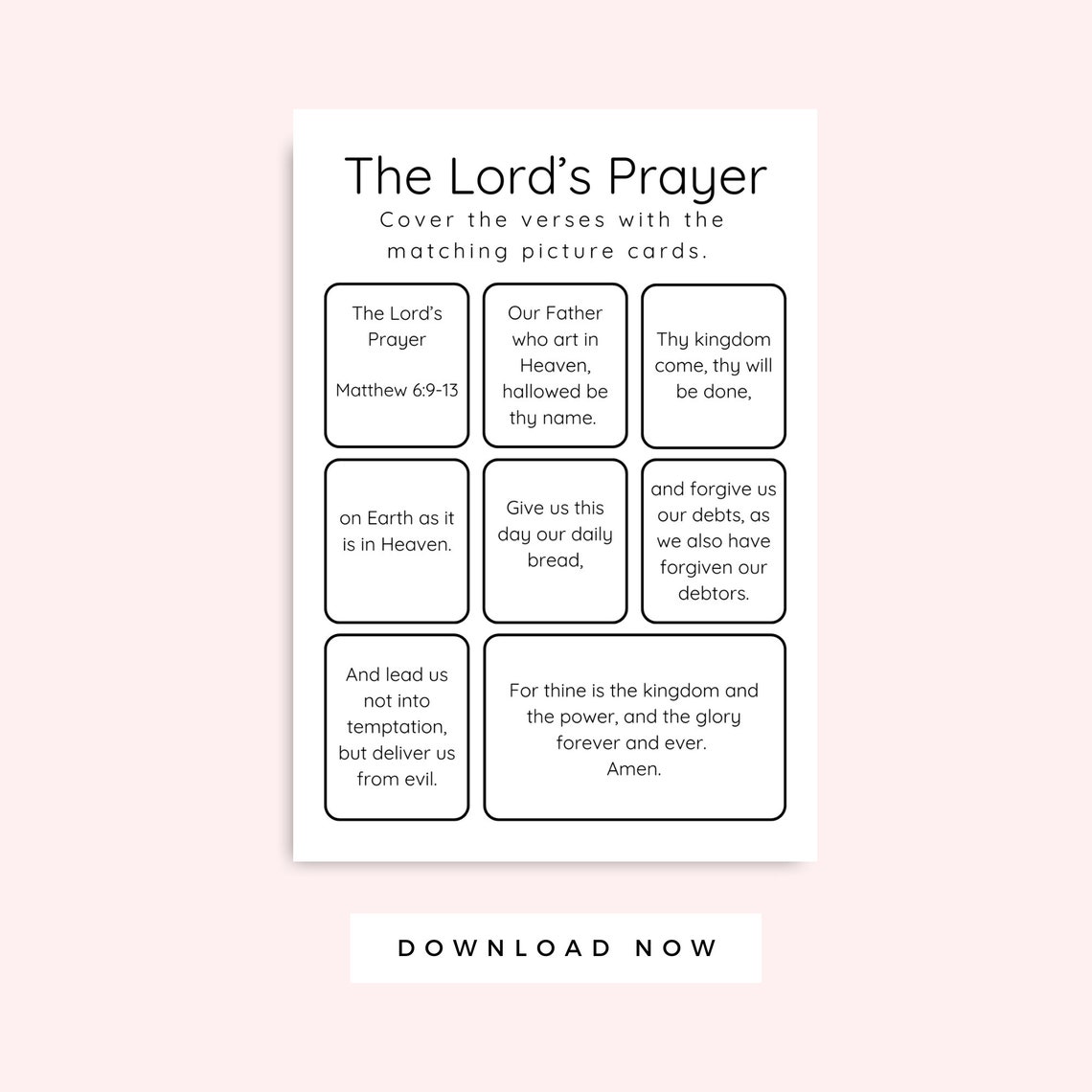 The Lords Prayer Activity, Printable Bible Verse Sunday School Activity ...