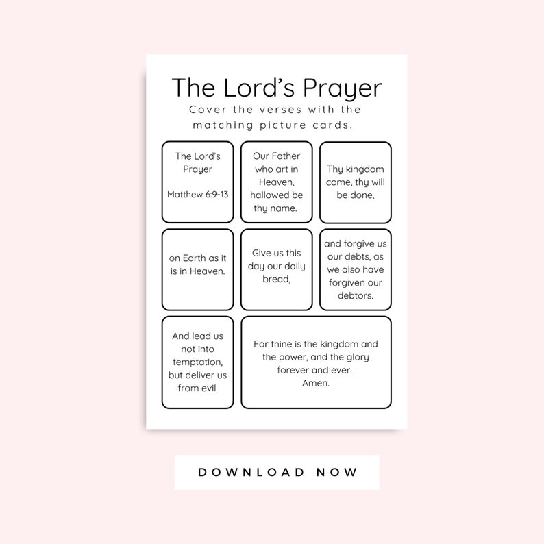 The Lords Prayer Activity, Printable Bible Verse Sunday School Activity ...