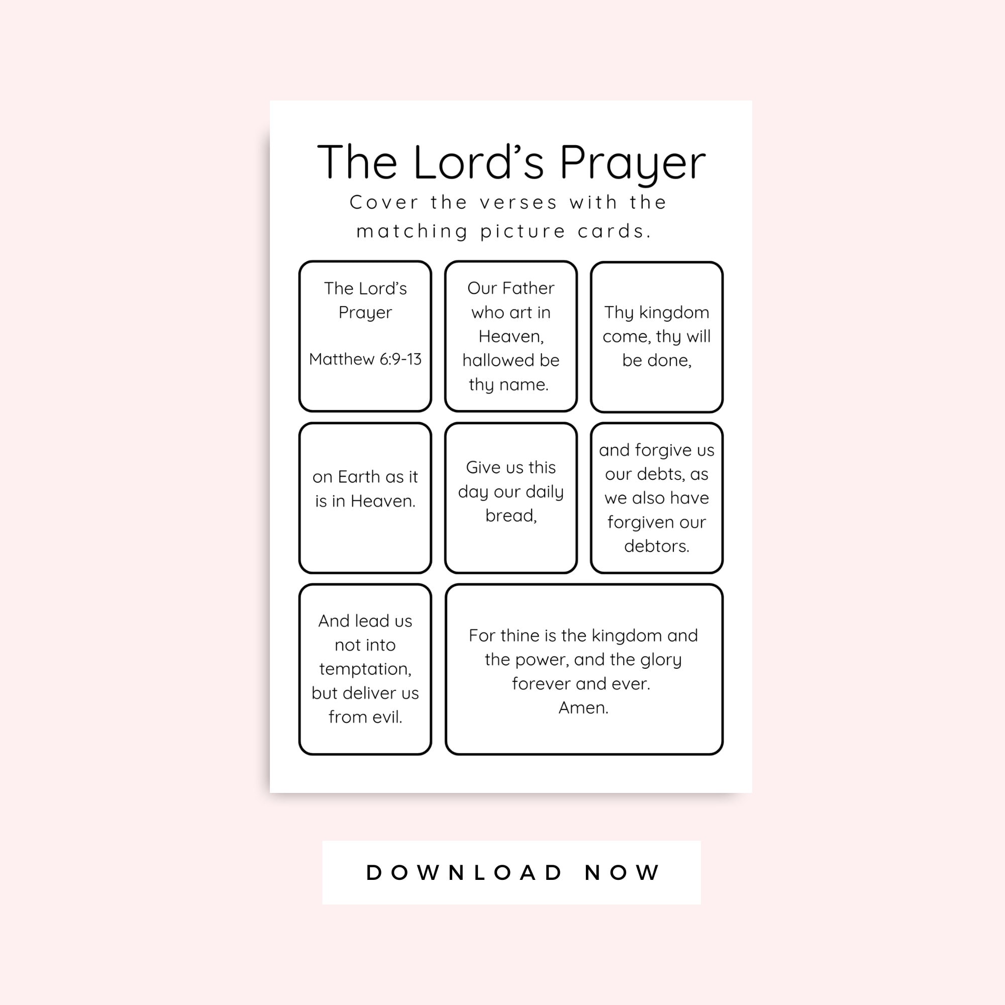 The Lords Prayer Activity, Printable Bible Verse Sunday School Activity ...