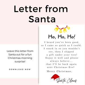 Santa Letter for Kids Printable, Printable Card From Santa for Kids on ...