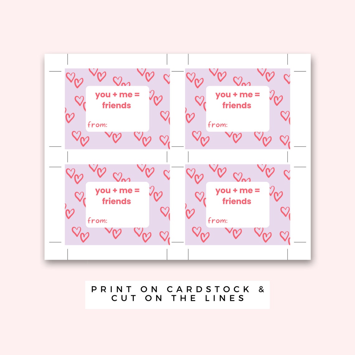 Printable Valentine Cards for Kids, Instant Download Valentine's Day ...