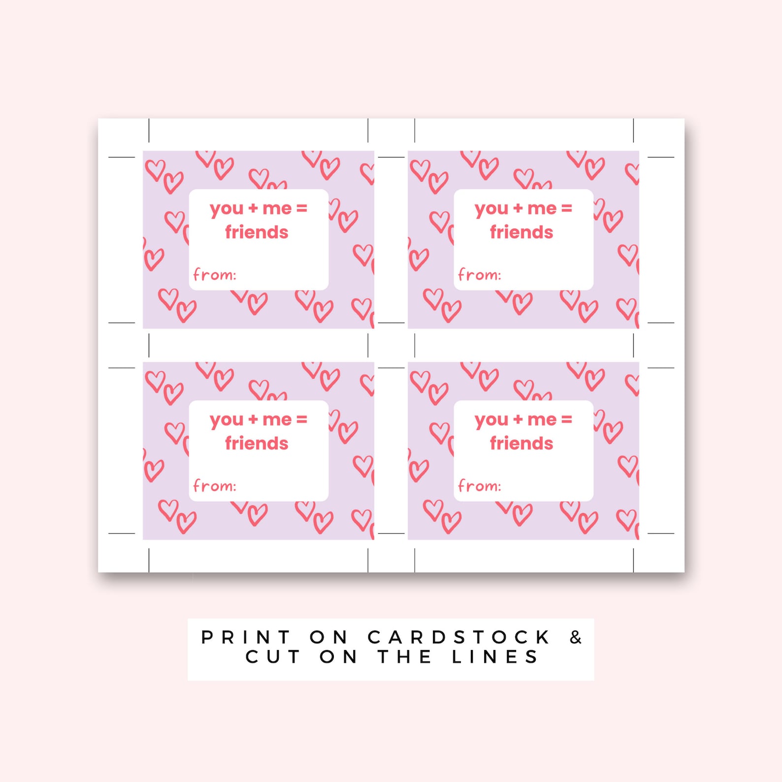 Printable Valentine Cards for Kids, Instant Download Valentine's Day ...