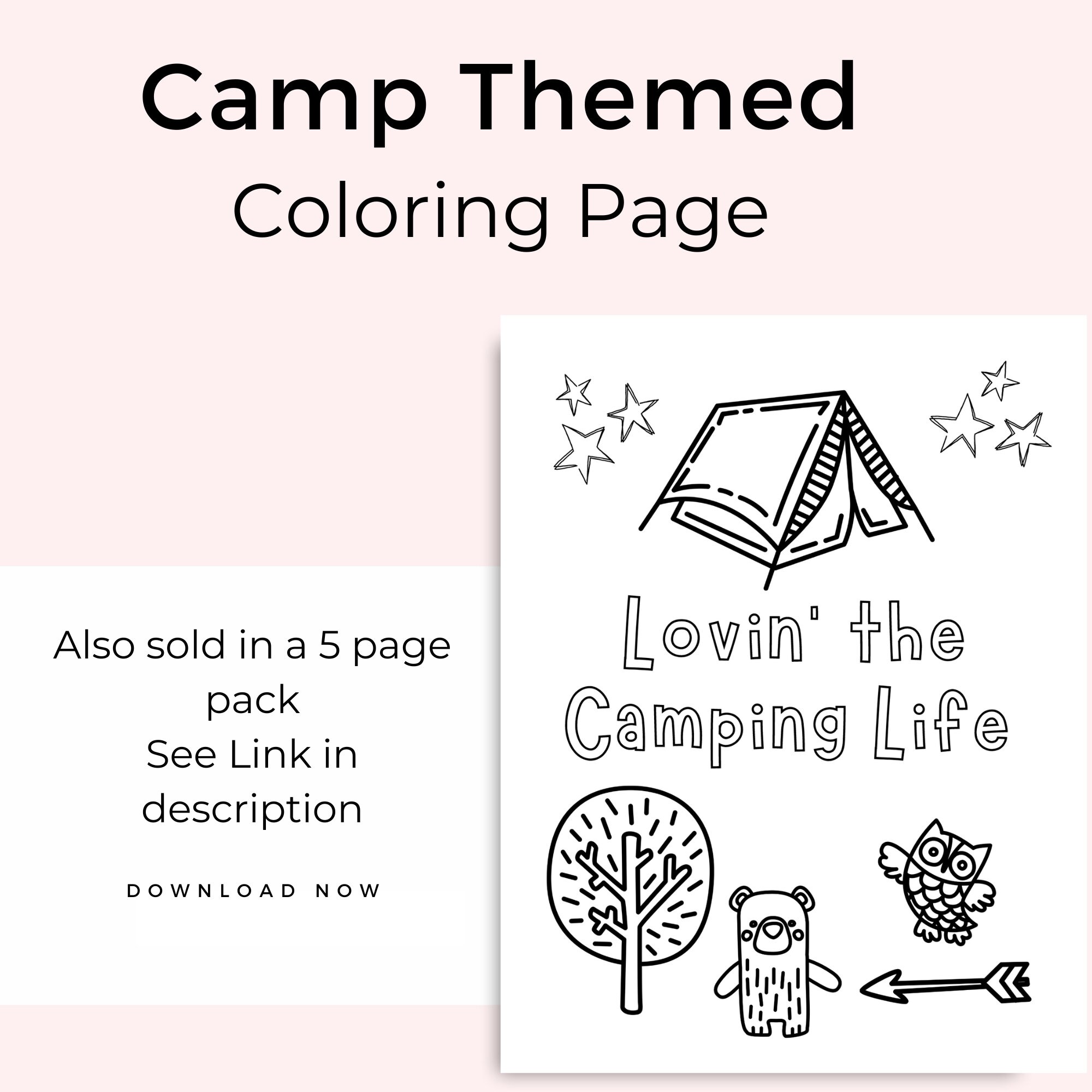 Camping Coloring Pages PDF Printable, Lovin' the Camping Life Picture ...