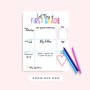 Back to School First Grade Signs Printable, Last Day of 1st Grade, 1st ...