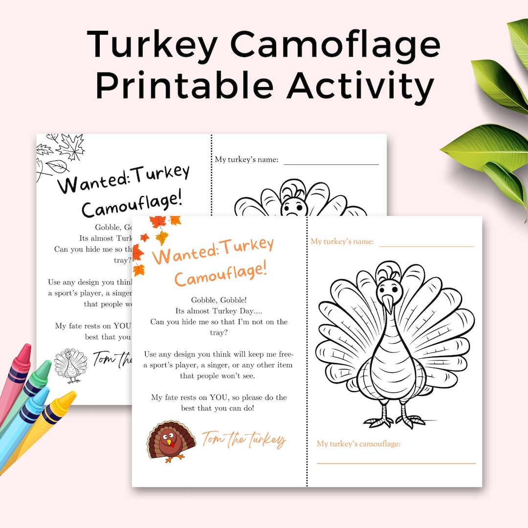 Turkey Camouflage Activity for Kids, Kindergarten Thanksgiving ...