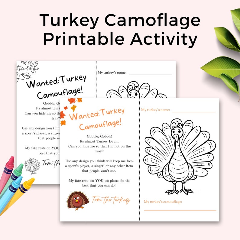 Turkey Camouflage Activity for Kids, Kindergarten Thanksgiving ...