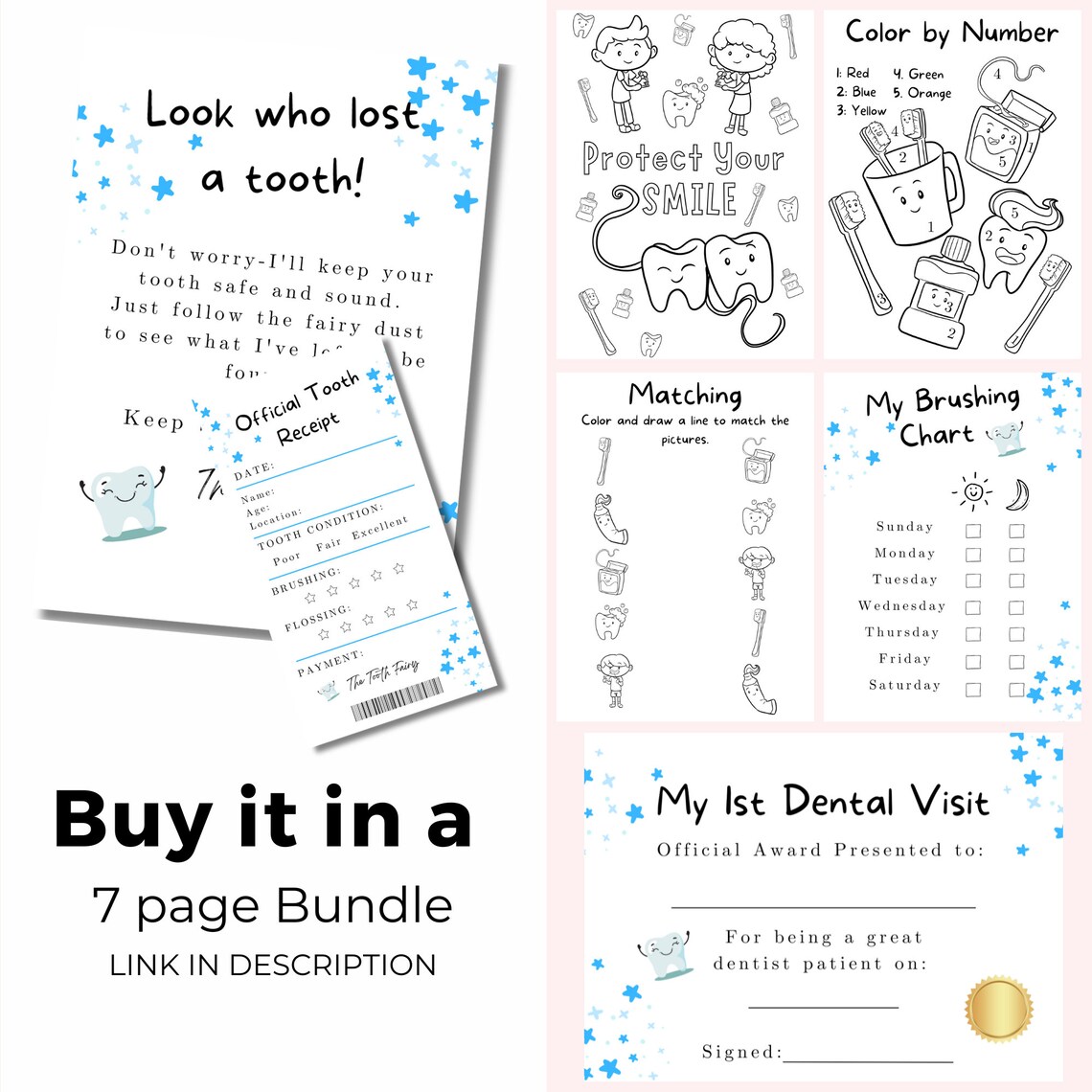 Tooth Fairy Letter for Kids Printable, Bright Blue Tooth Fairy Note ...