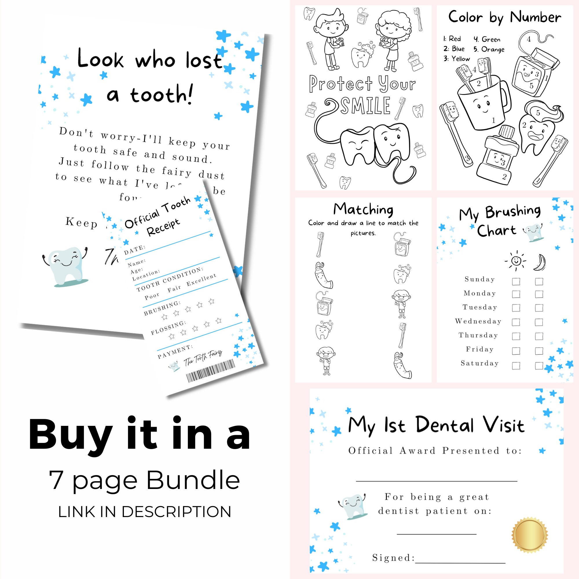 Tooth Fairy Letter for Kids Printable, Bright Blue Tooth Fairy Note ...