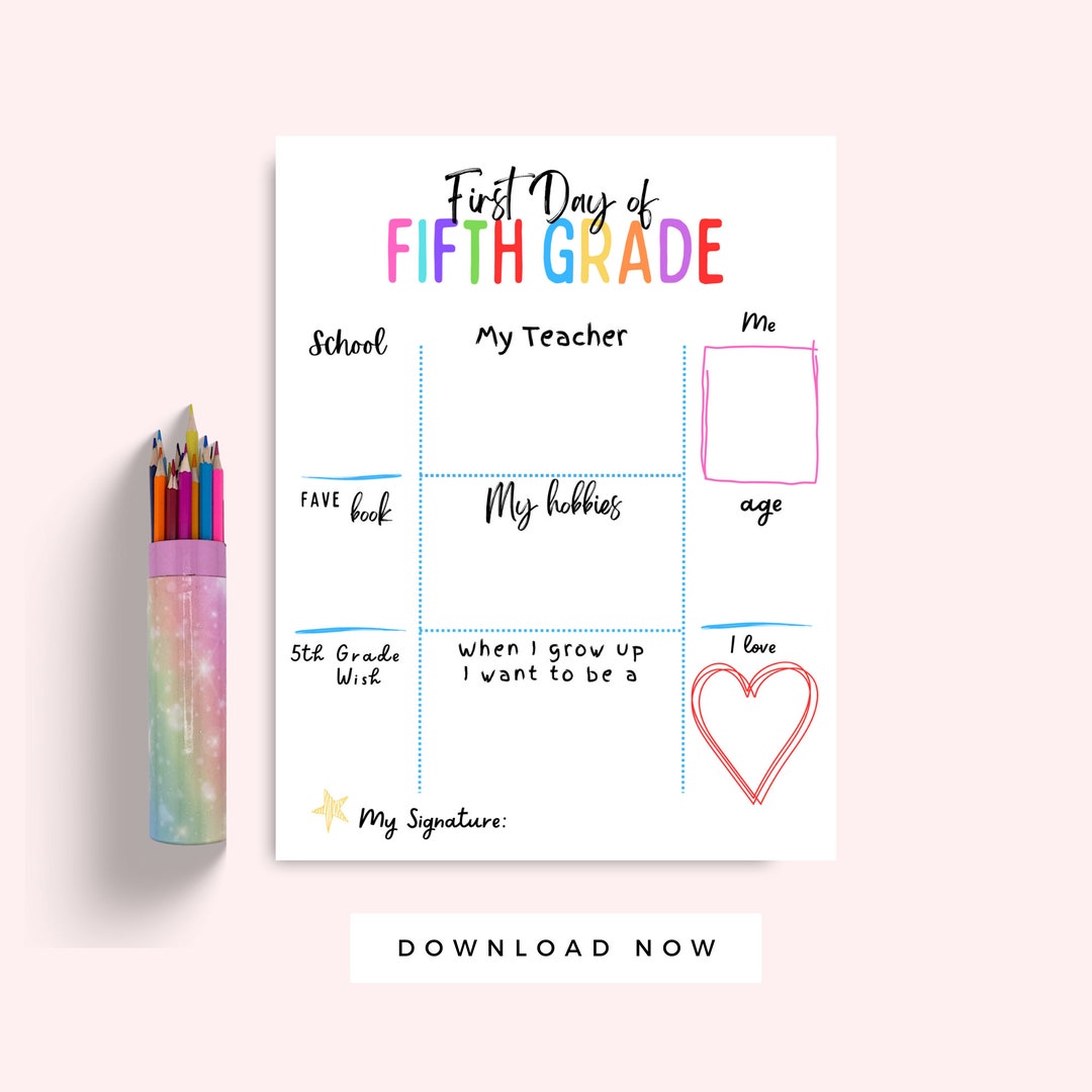 5th Grade Back to School, Student Interview Printable, First Day of ...