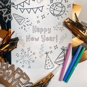 2024 Vision Board Printable for Kids, New Years Eve Coloring Page, New ...