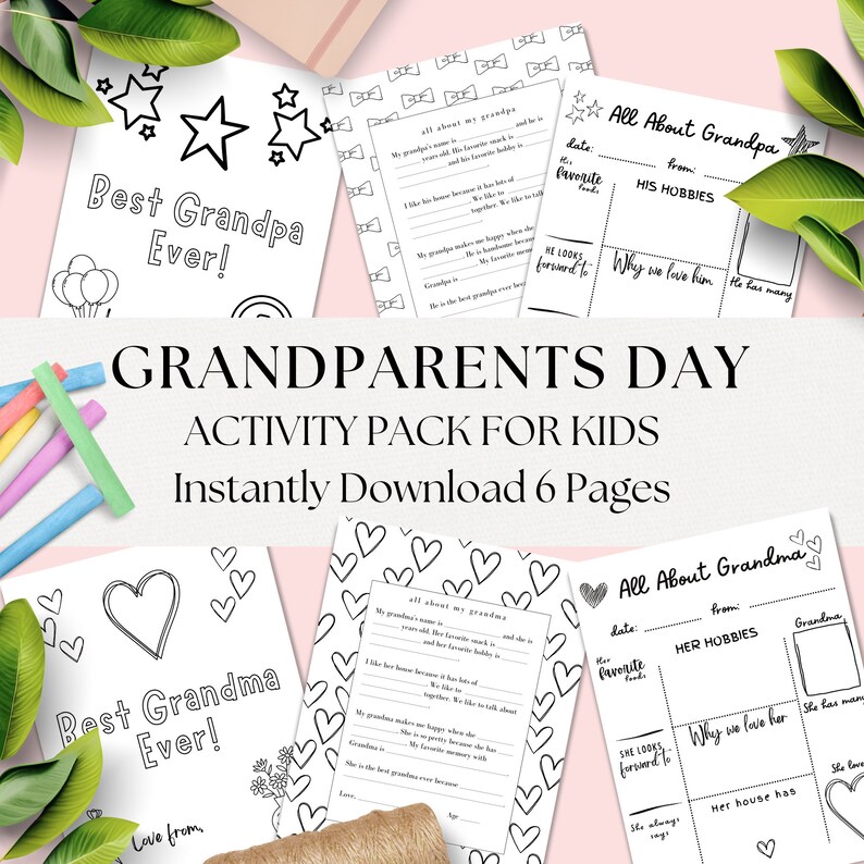 Grandparent's Day Printable Cards From Kids Gift From - Etsy