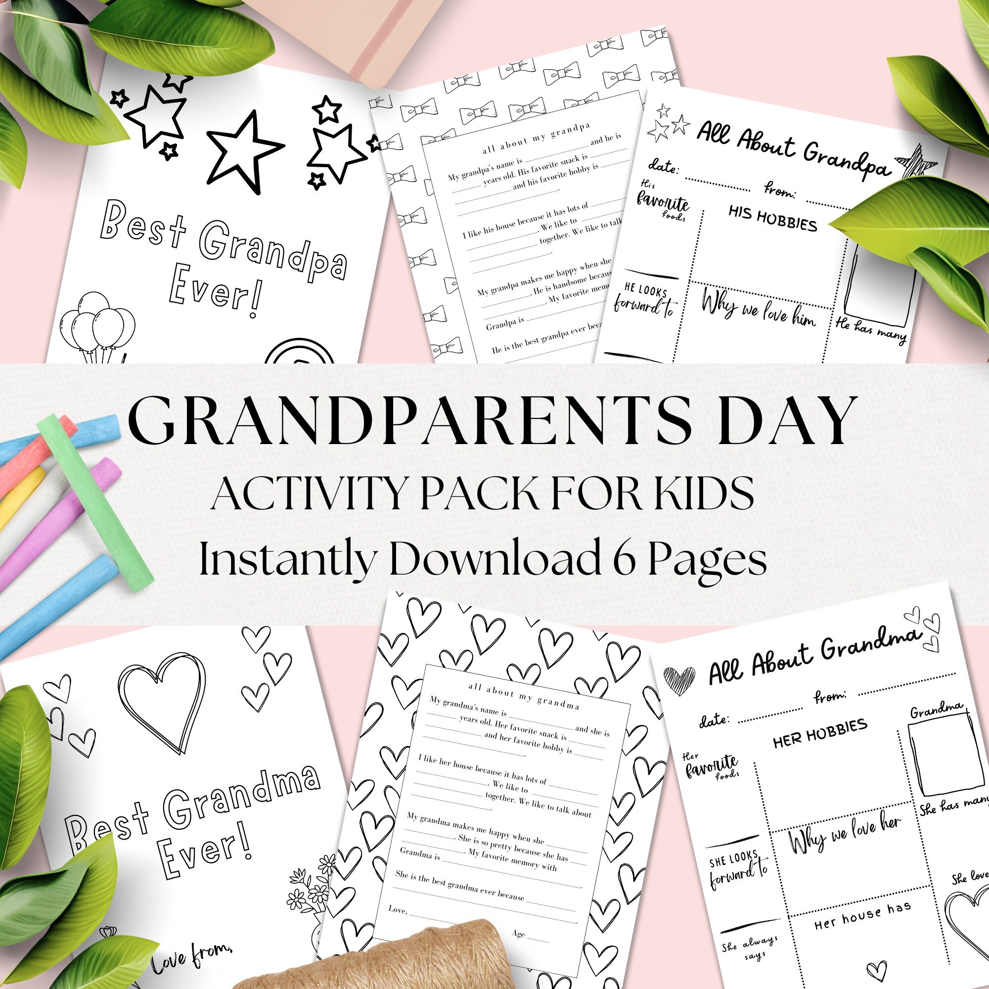 Grandparent's Day Printable Cards From Kids Gift From - Etsy