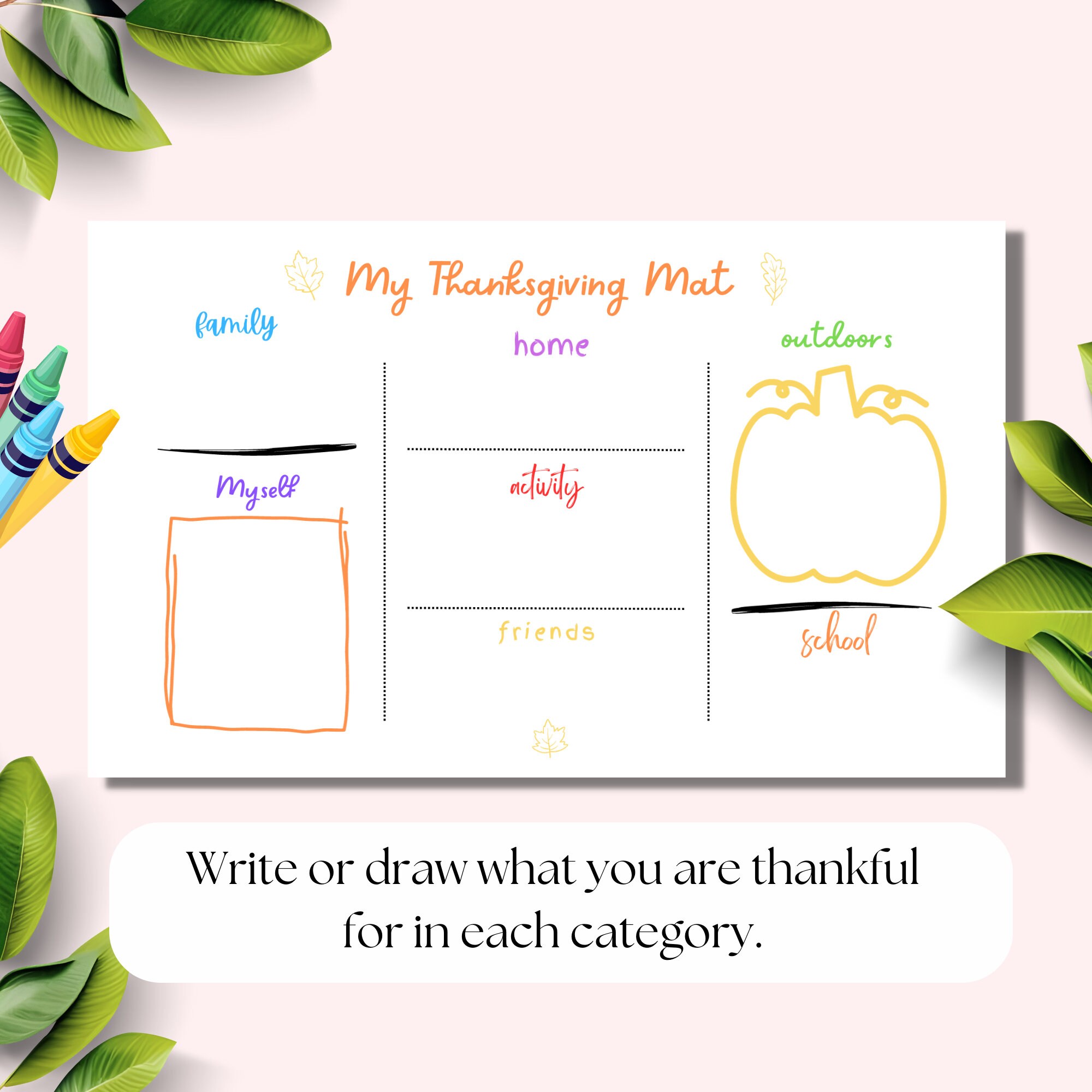 Thanksgiving Placemat for Kids Printable Thanksgiving Kid - Etsy