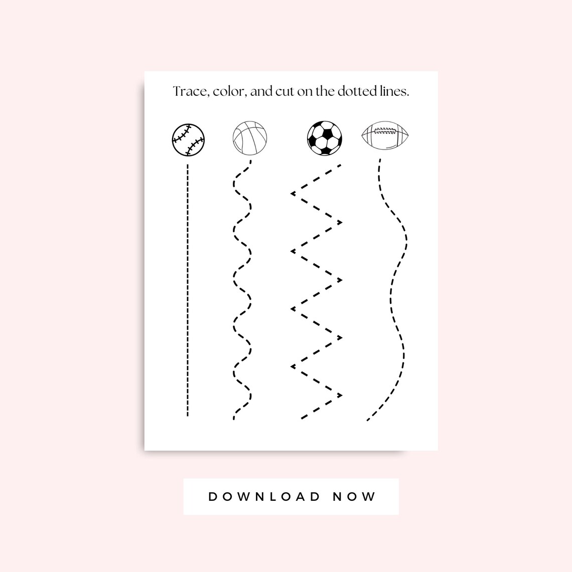 Scissor Skills for Preschool Printables, 3 Pack Worksheets B&W, Cutting ...
