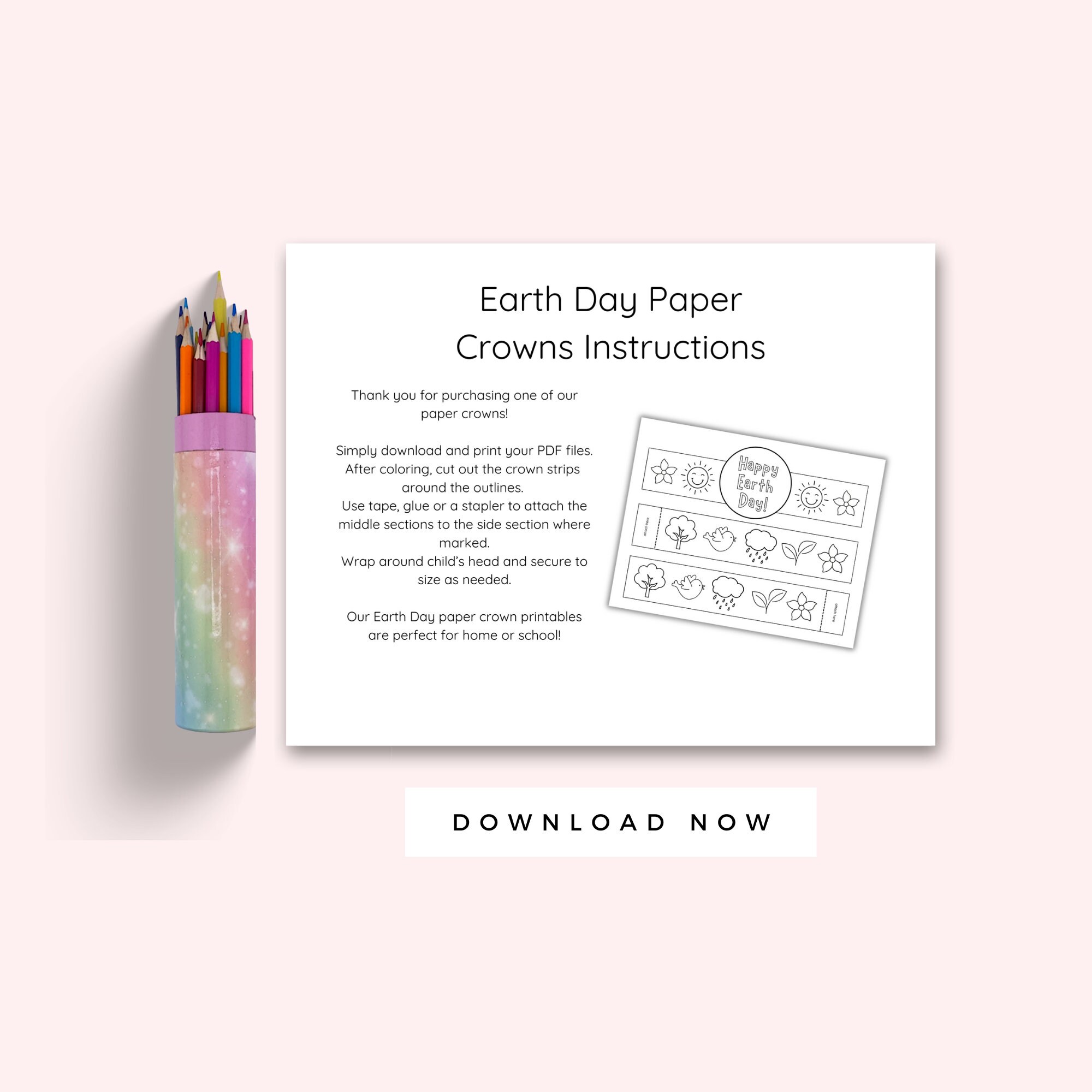 Happy Earth Day Crown for Kids, Earth Day Printable Activity for ...