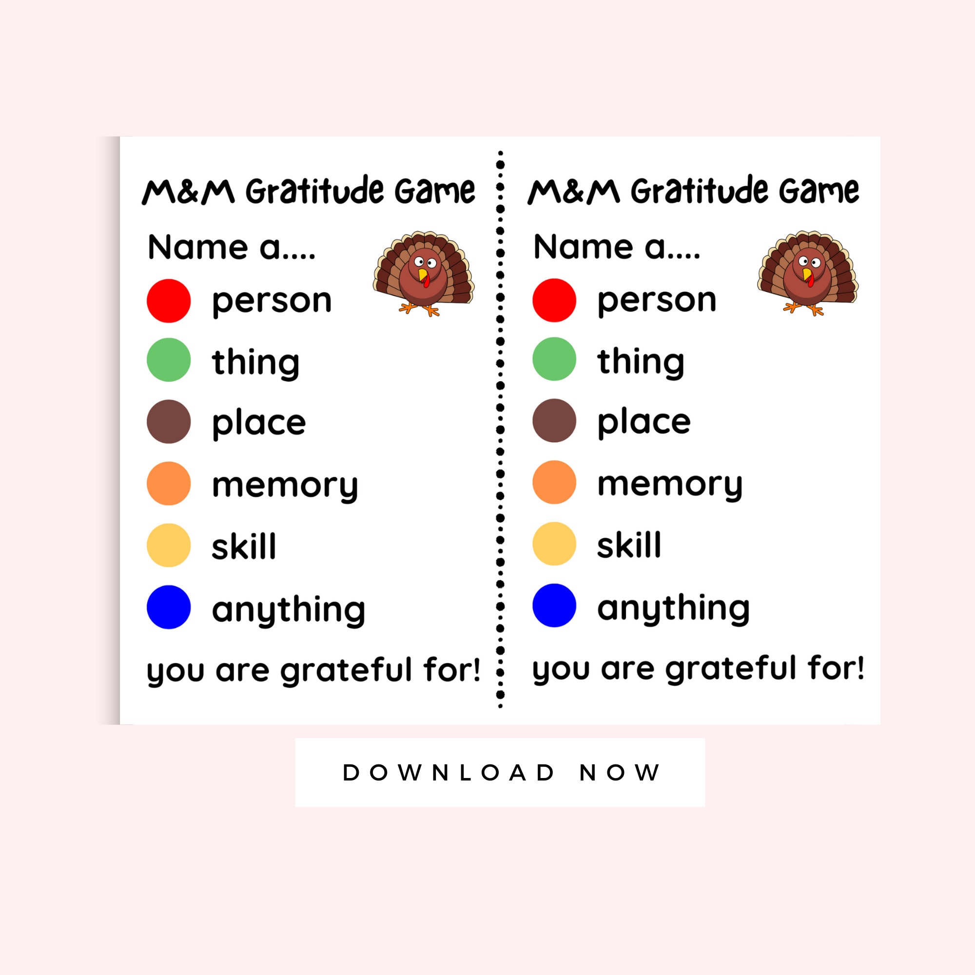 M&M Gratitude Game, Thanksgiving Family Activity, Thanksgiving Table ...