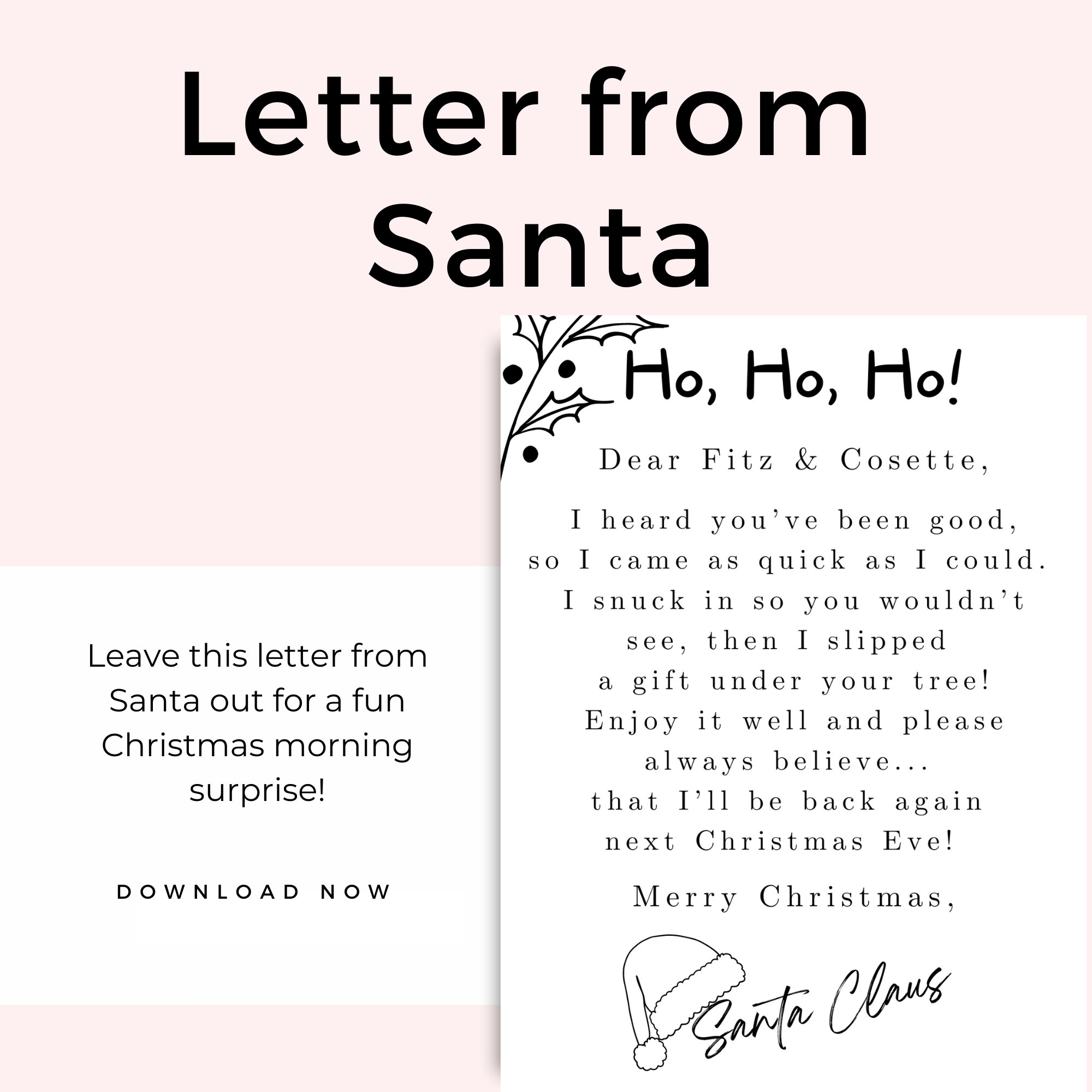 Santa Letter for Kids Printable, Card From Santa for Kids on Christmas ...