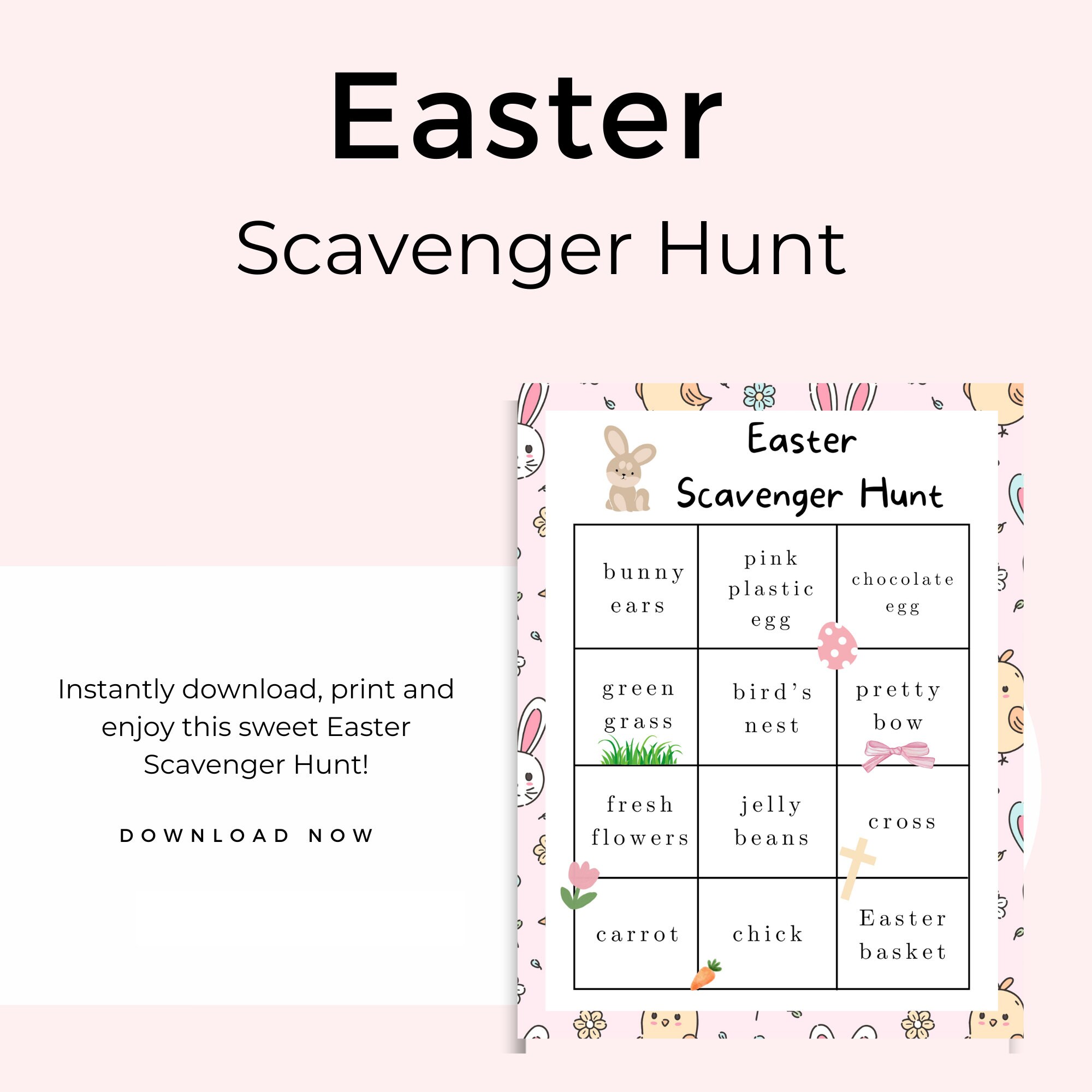 Printable Easter Bunny Letter for Kids Pink, Easter Scavenger Hunt Kid ...