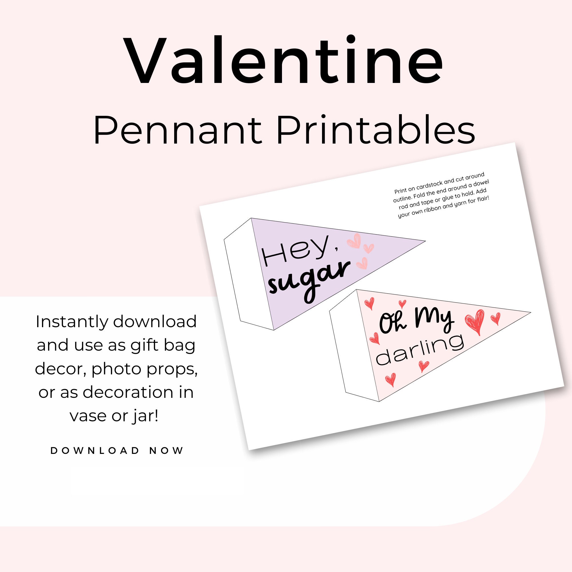 Valentine's Day Pennant Printables, Valentine Photo Props Instant ...