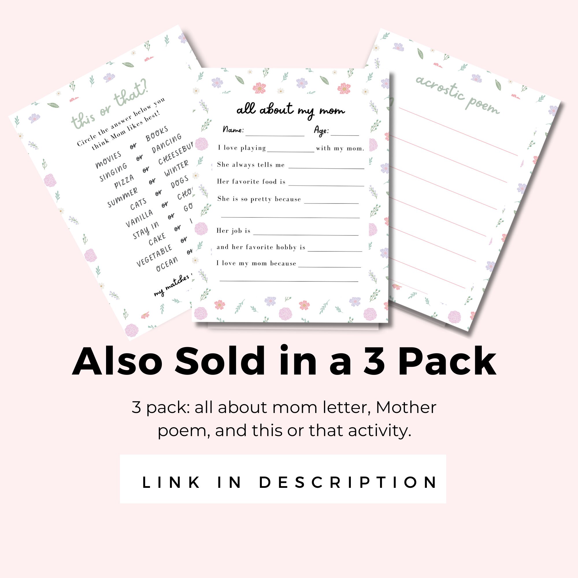 Mother's Day Letter From Kids, Mom's Birthday Card Printable Gift ...