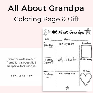 Father's Day Grandpa Coloring Pages, Grandparent's Day Gift From Kids ...