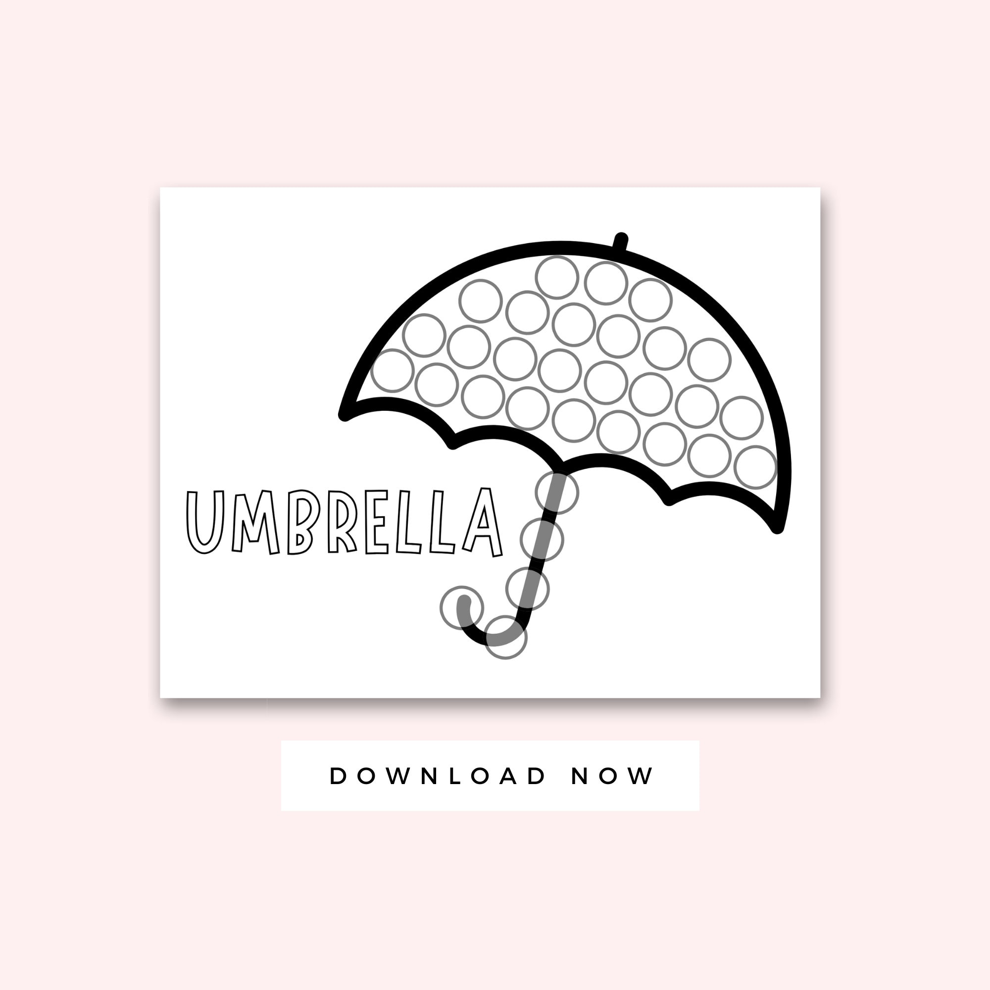 Spring Dot Marker Activity, 1 Page Umbrealla Do a Dot, Rainy Day ...