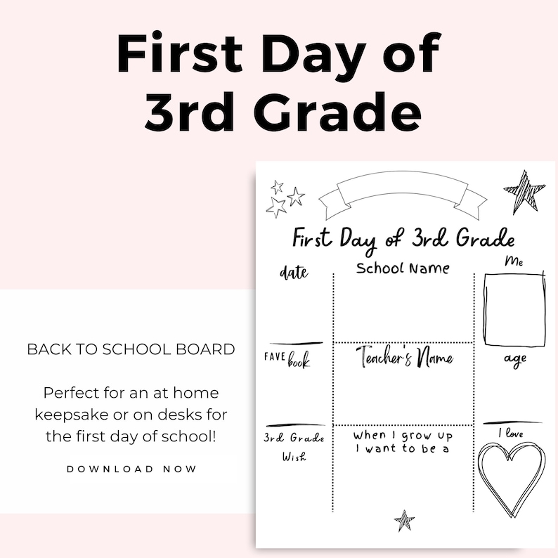 First Day of 3rd Grade Milestone Board, Back to School Sign for Kids ...