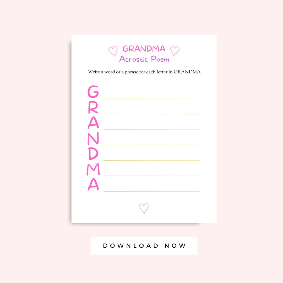 Poema acróstico de la abuela multicolor, actividad para niños ...