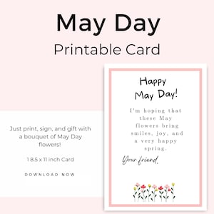 May Day Card for Kids Printable Letter Size With Flower Cutouts, May ...
