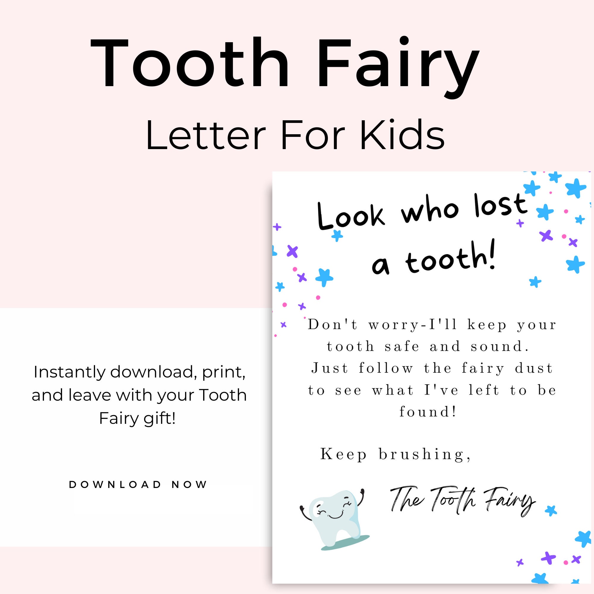 Dental Health Printable Activities for Kids 6 Pack, Tooth Fairy Letter ...