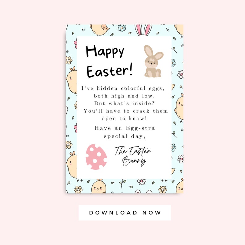 Printable Easter Bunny Letter for Kids, Easter Kid Activity, Toddler ...